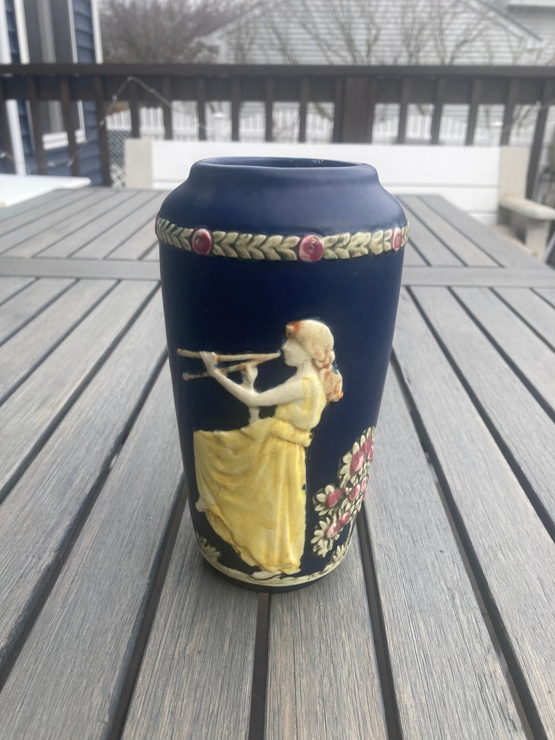 Weller Pottery Arts and Crafts Blue Ware Dancing Maiden Woman 7 ...