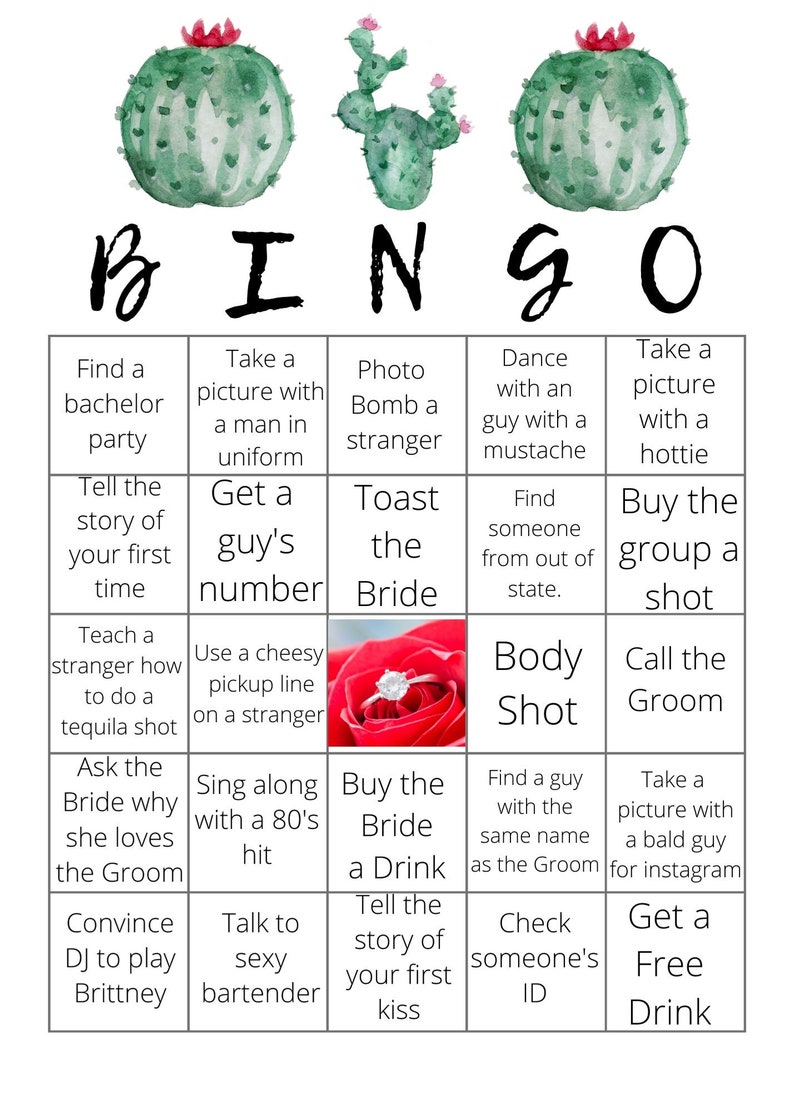 Cactus Bachelorette Party Bingo Cards (set of 4 Cards), Instant ...