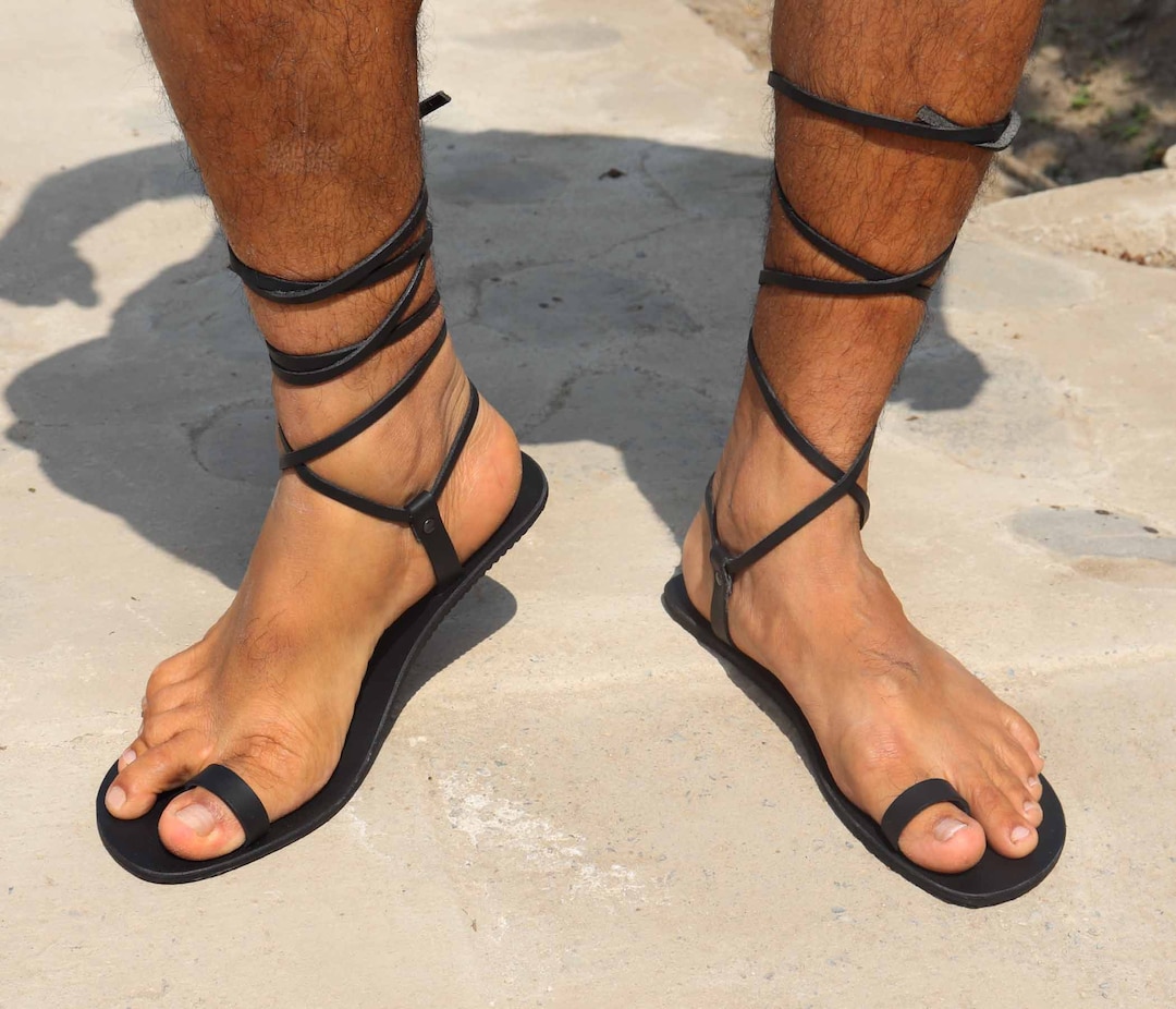 Barefoot Minimalist Men Sandals, Sexy Men's Sandals, Greek Leather ...