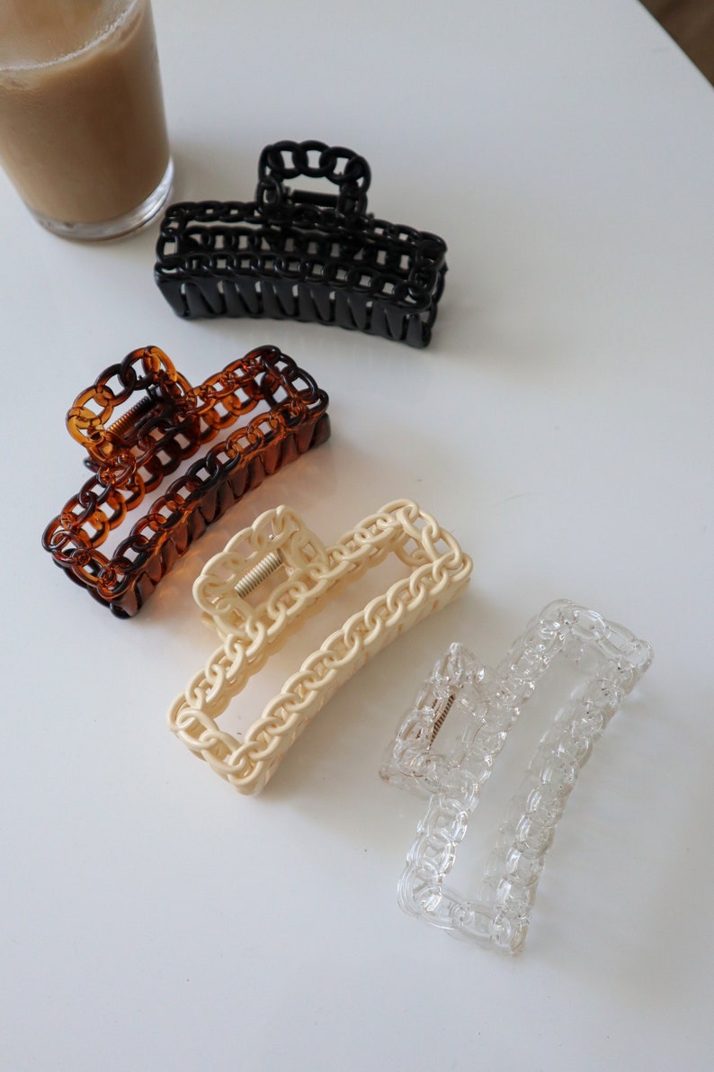 Chain Linked Shaped Square Large Hair Claw Clip 4 Colors | Etsy