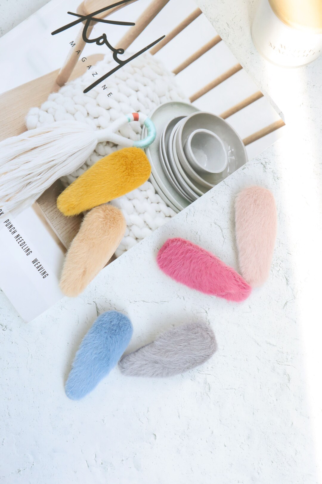 Fuzzy Artificial Mink Pompom Hair Clip 6colors - Etsy