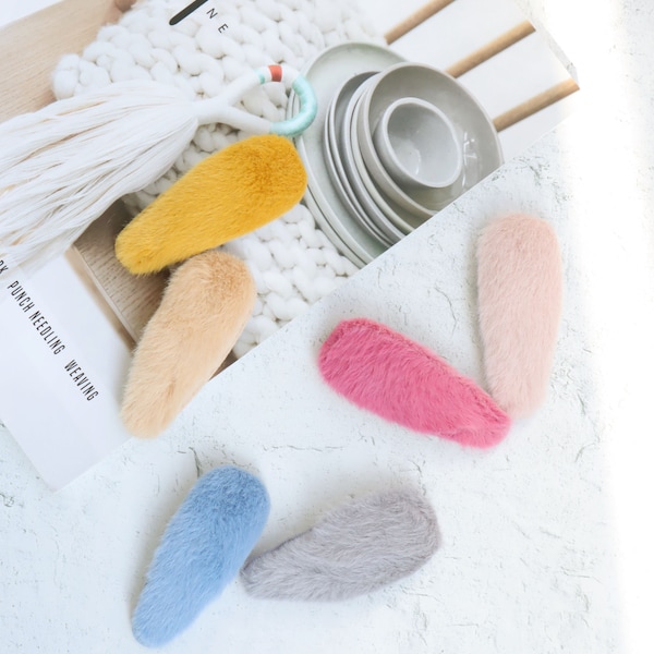 Fuzzy Hair Clips - Etsy