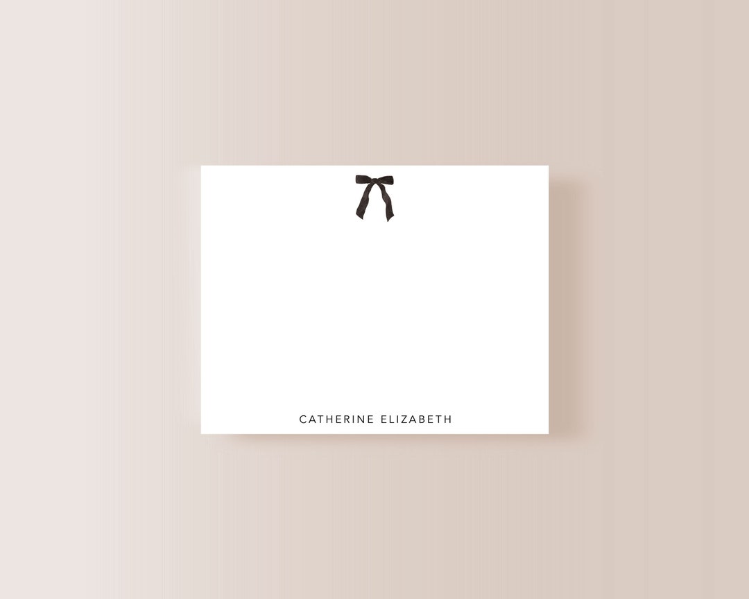 Recycled Bow Note Card Set Personalized Feminine Stationery - Etsy