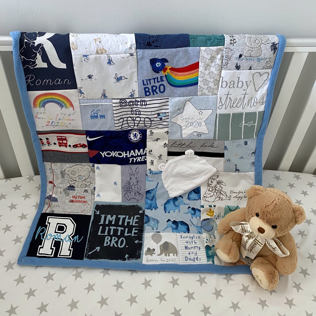 Patchwork Keepsake Baby Blanket | Handmade Memory Blanket From Baby Clothes - Etsy UK