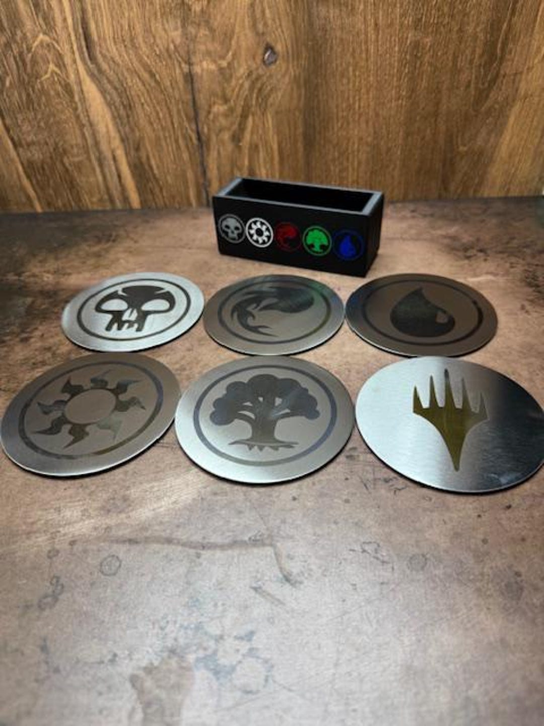 MTG Laser Engraved Stainless Steel Coasters Set of 6 With Holder - Etsy