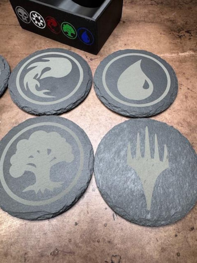 MTG Laser Engraved Slate Coasters Set of 6 With Holder - Etsy