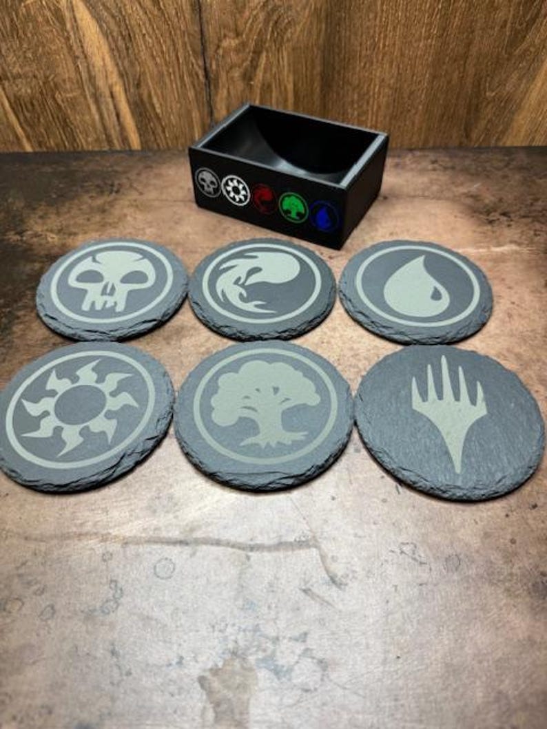 MTG Laser Engraved Slate Coasters Set of 6 With Holder - Etsy
