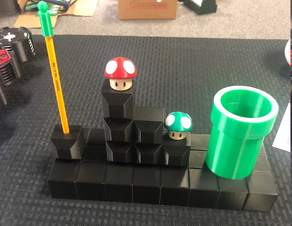 Mario Pencil/pen Holder Desk Set - Etsy
