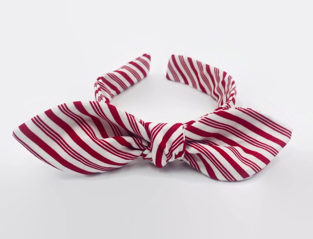 Candy Cane Christmas Bowband Holiday Tie Knot Headbands Candy Cane ...