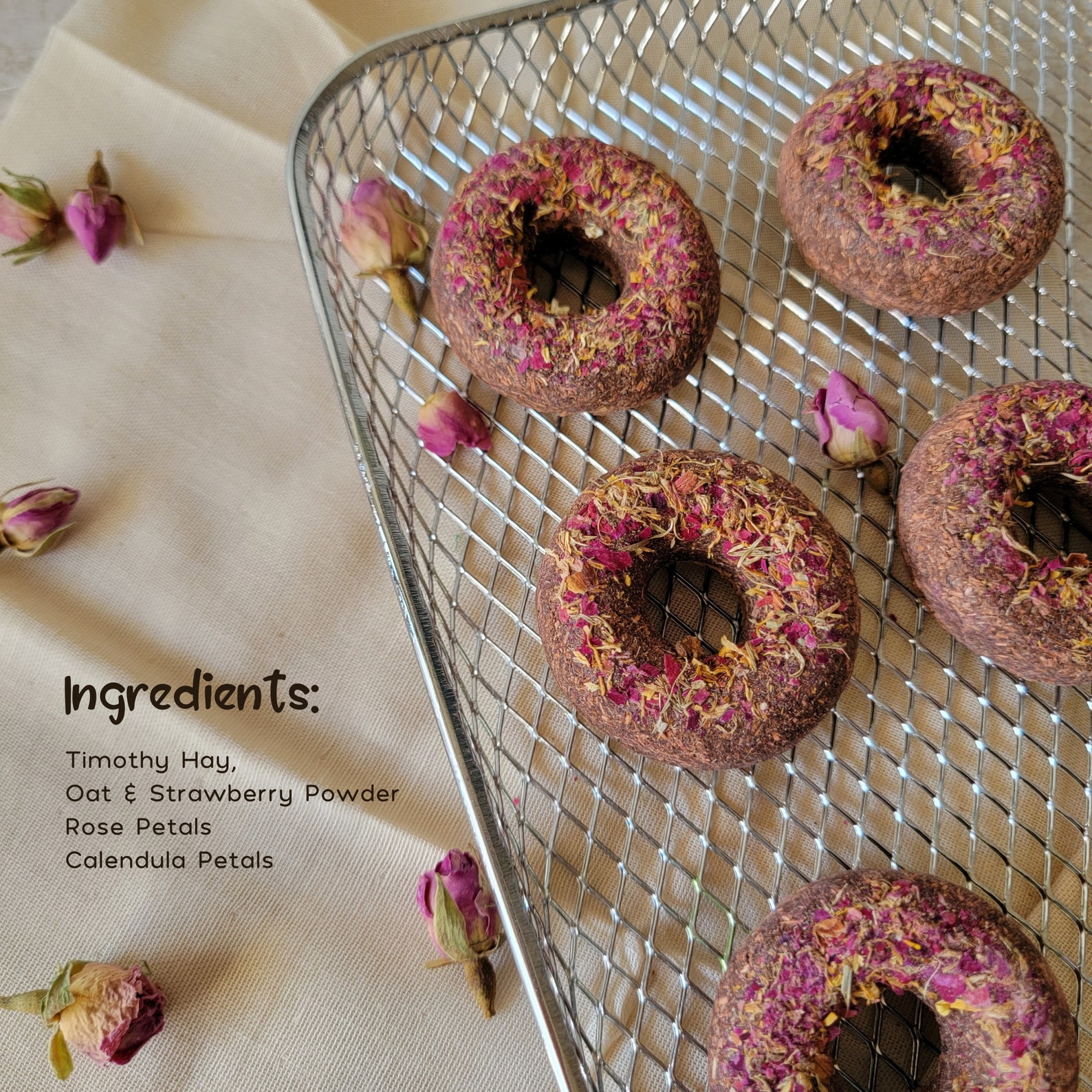 Rose & Calendula Flavored Bunny Flower Donut Molar Chew Treat - Etsy