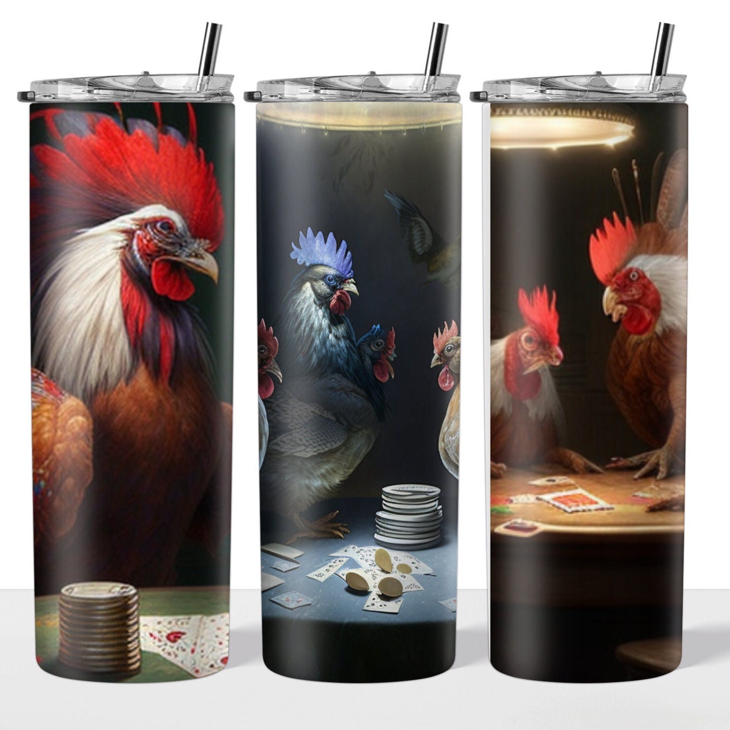 BARNYARD CHICKENS - Roosters Playing Poker After Hours on the Farm ...