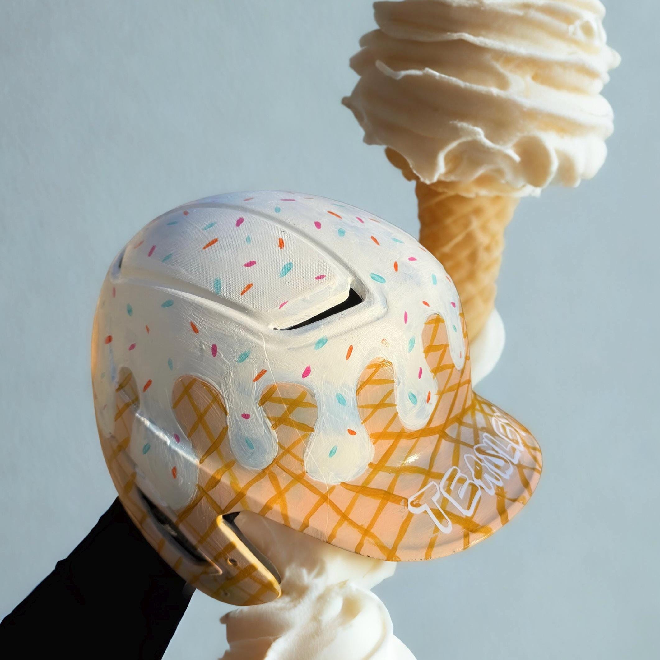 Custom Hand Painted Ice Cream Drip Baseball Helmet - Etsy