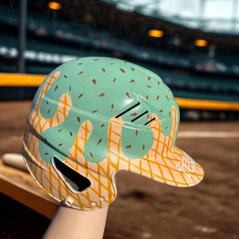 Custom Hand Painted Ice Cream Drip Baseball Helmet - Etsy