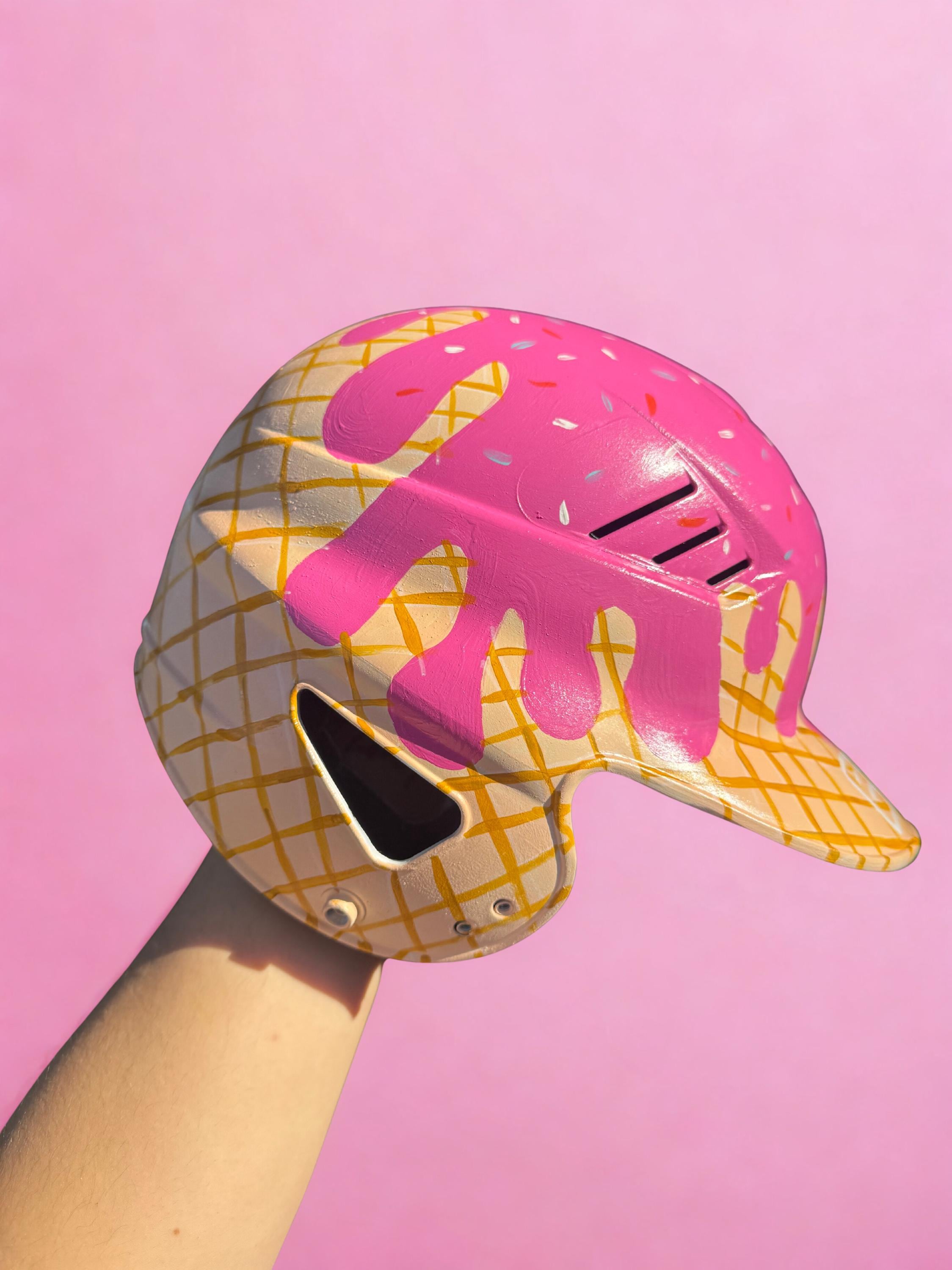 Custom Hand Painted Ice Cream Drip Baseball Helmet - Etsy