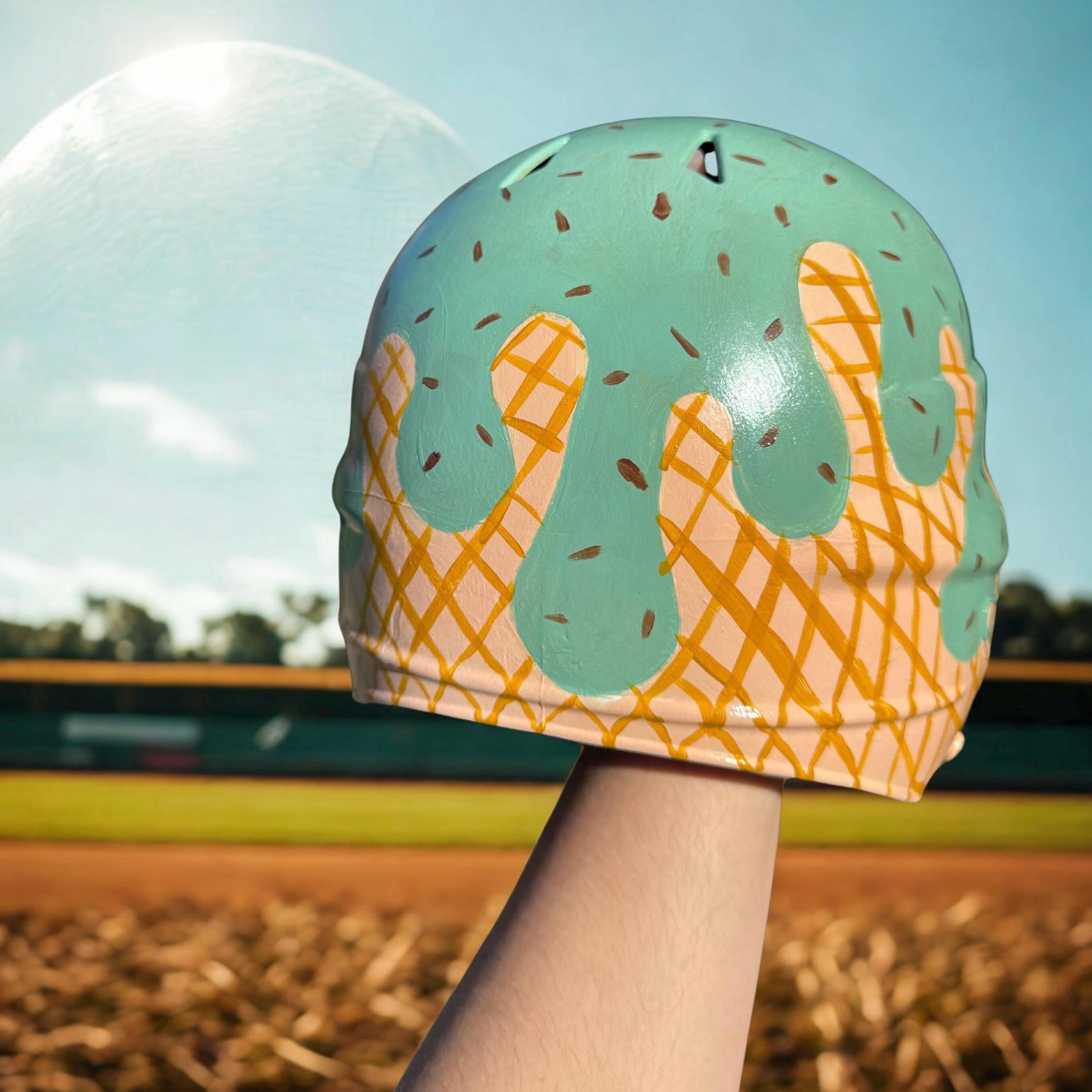 Custom Hand Painted Ice Cream Drip Baseball Helmet - Etsy