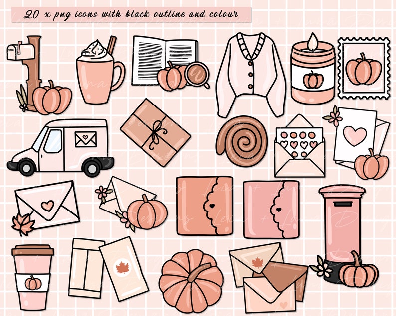 Fall Icon Doodles Planner Clipart Fashion Girl Clip Art Fall Planner ...