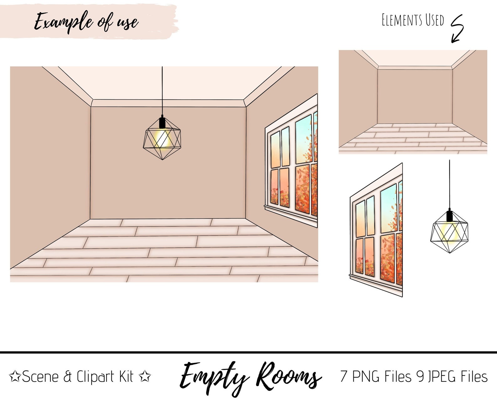 Empty Room Scene Mix & Match Patterns Digital Scrapbook NOT - Etsy