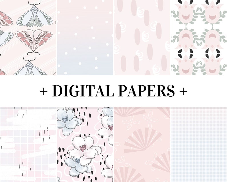 Pastel Pink Blue Floral Digital Scrapbook Paper NOT SEAMLESS | Etsy
