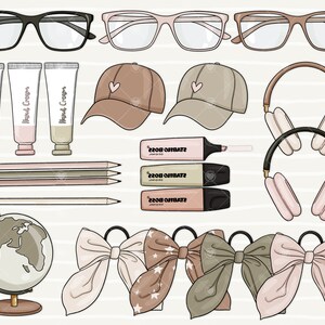 Back to School Fashion Girl Clip Art Planner Clipart Stationery Designs ...