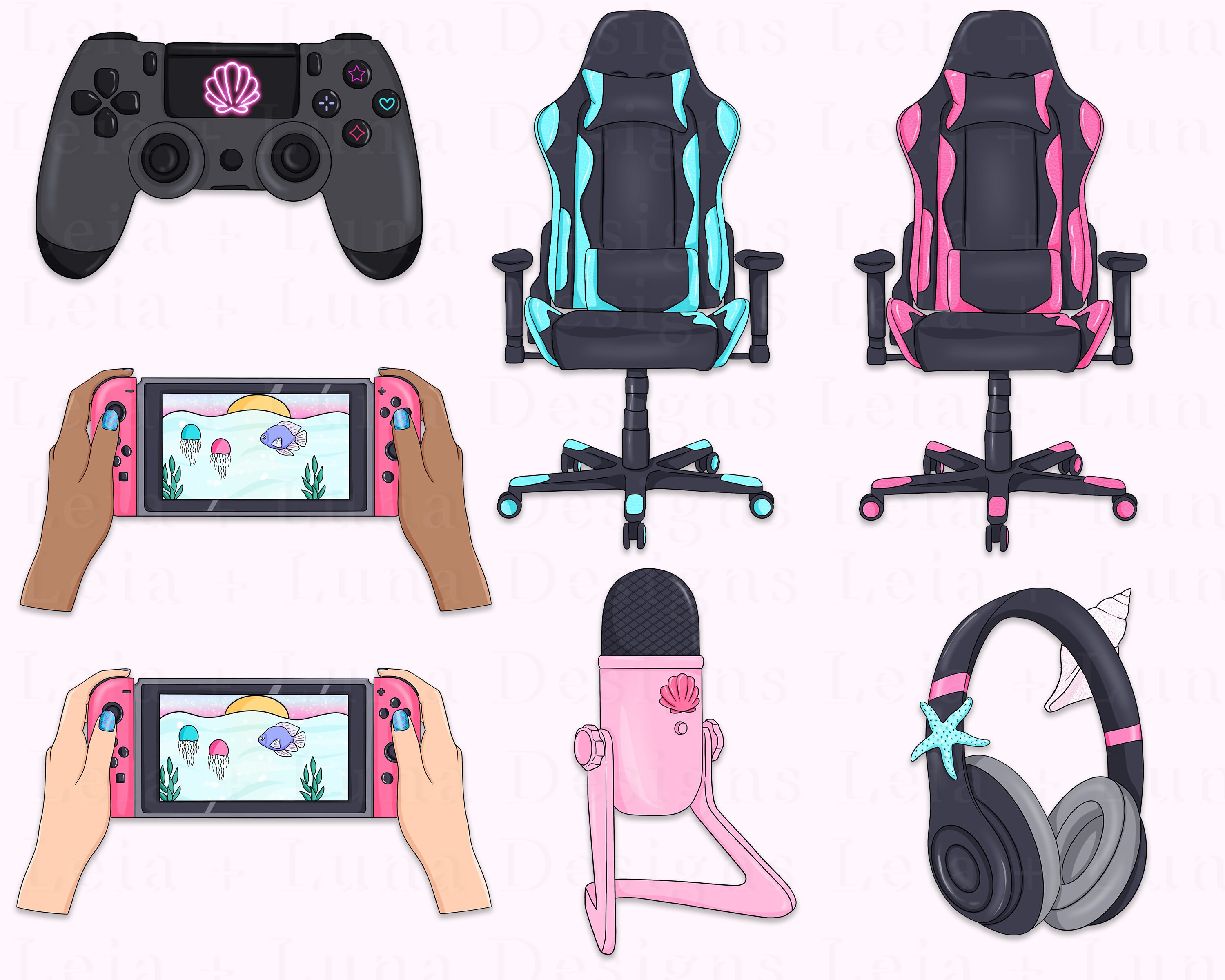 Mermaid Gamer Girl Mermay Fashion Girl Clip Art Acuarela - Etsy España