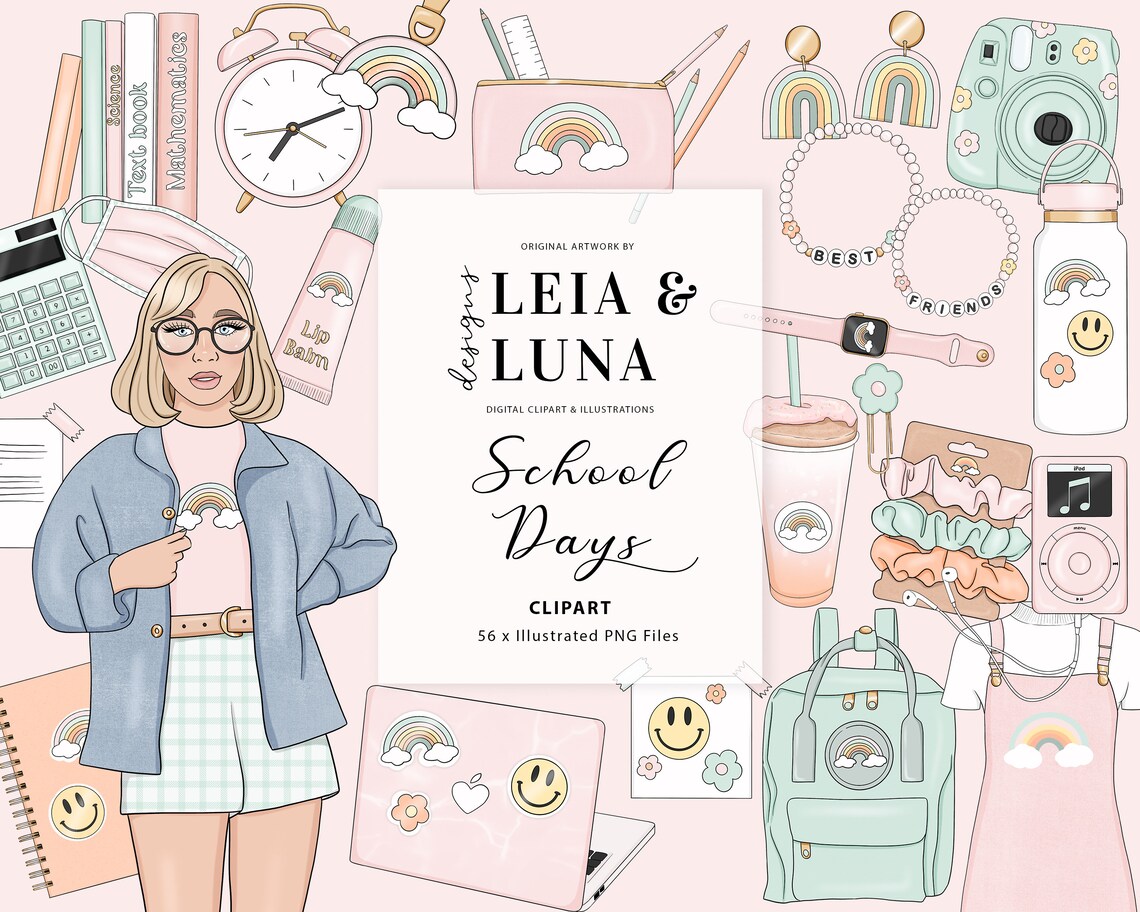 Back to School Planner Clipart Fashion Girl Clip Art School Clipart ...