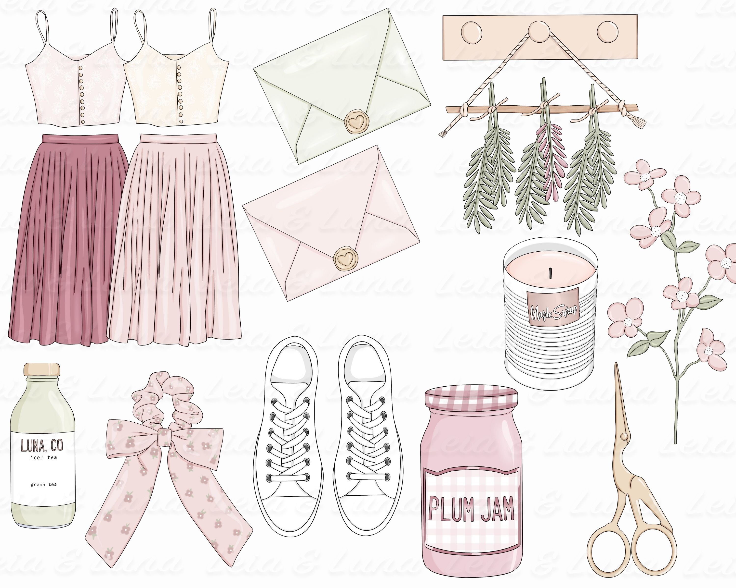 Cottagecore Pastel Spring Floral Fashion Girl Clip Art - Etsy