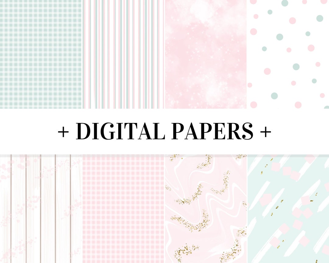 Easter Spring Pastel Pink Mint Digital Scrapbook Paper NOT SEAMLESS ...