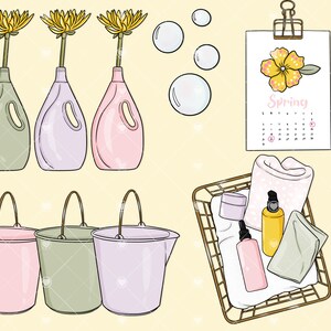 Spring Clean Fashion Girl Clip Art Planner Clipart Stationery Designs ...