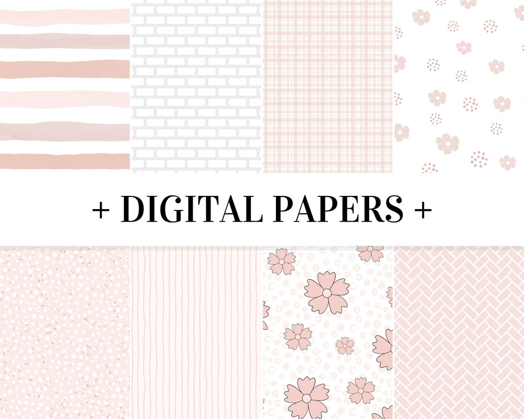 Blush Pink Floral Stripe Digital Scrapbook Paper NOT SEAMLESS ...