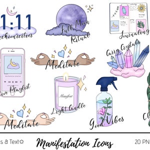 Manifestation Planner Icons Clip Art Watercolor Clipart Stationery ...