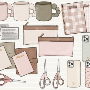 Back to School Fashion Girl Clip Art Planner Clipart Stationery Designs ...