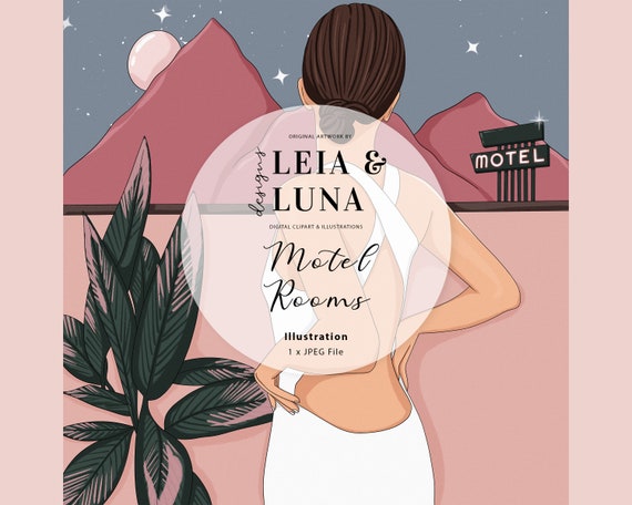 Motel Rooms Illustration Drawing Scene Clipart Commercial Use | Etsy