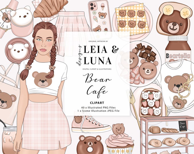 Cute Kawaii Printable Bear Bakery Clipart Set / Commercial Use/ PNG ...