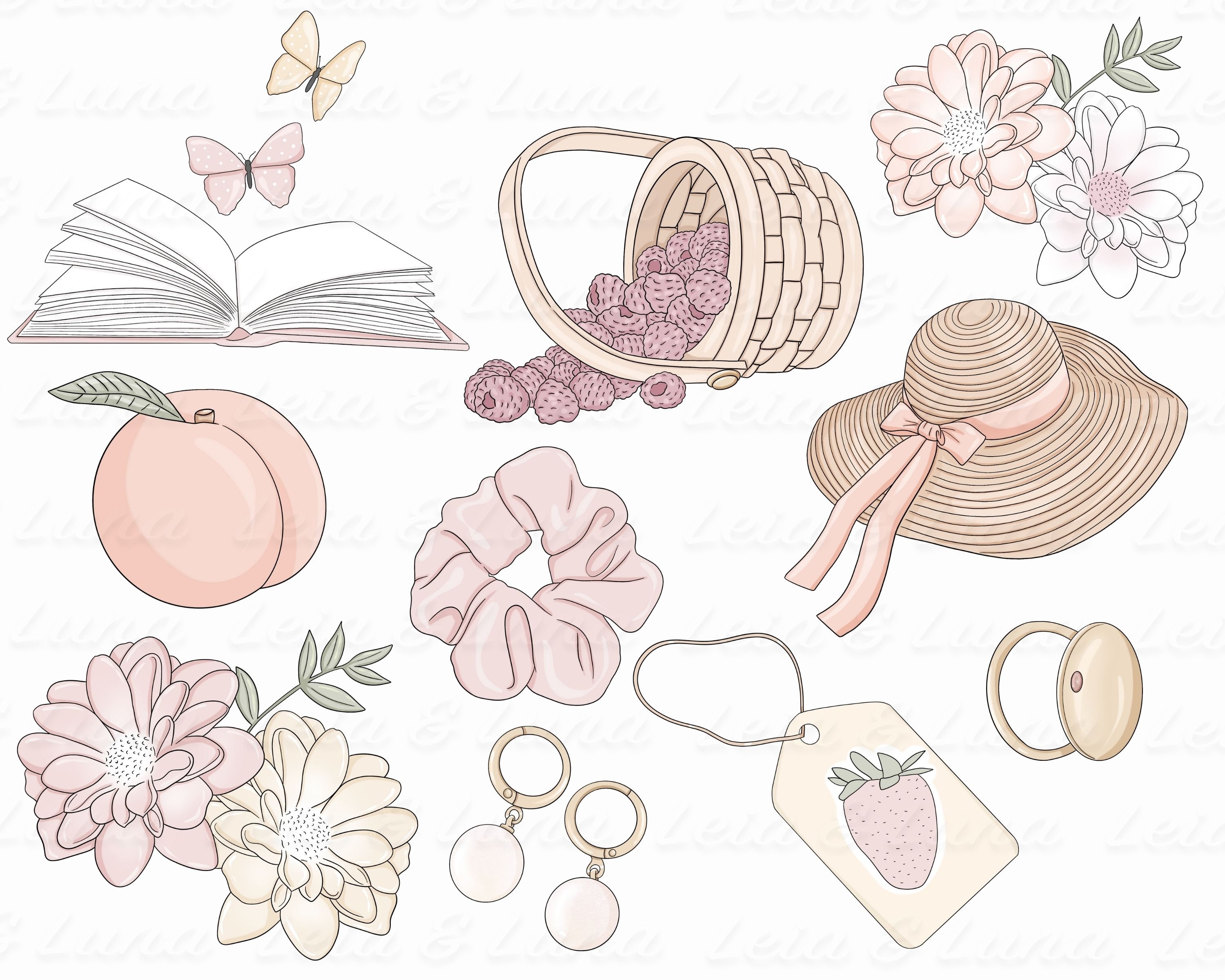 Cottagecore Pastel Spring Floral Fashion Girl Clip Art - Etsy