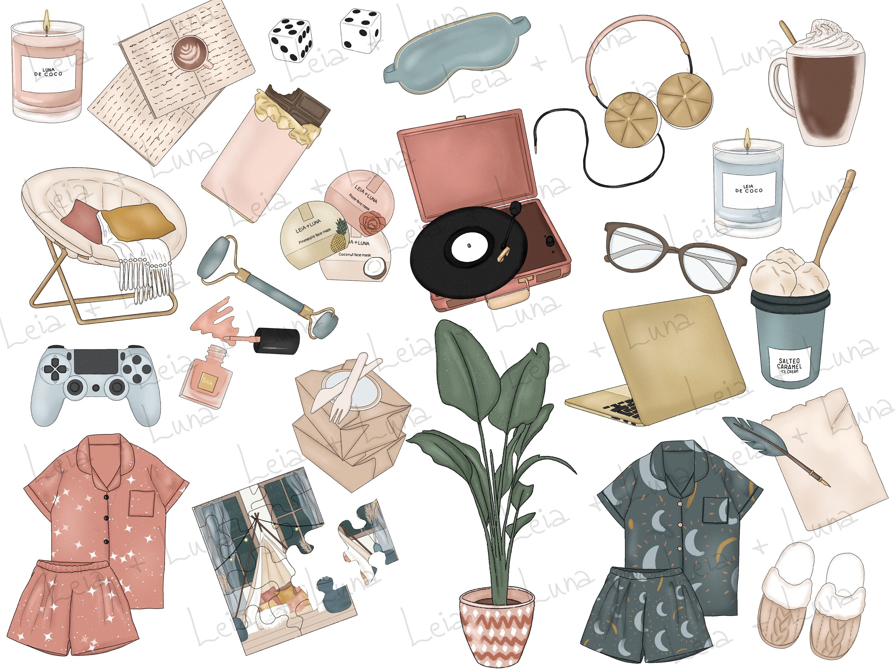 Night at Home Clip Art, Stay at Home Clip Art, Relax Clipart for ...