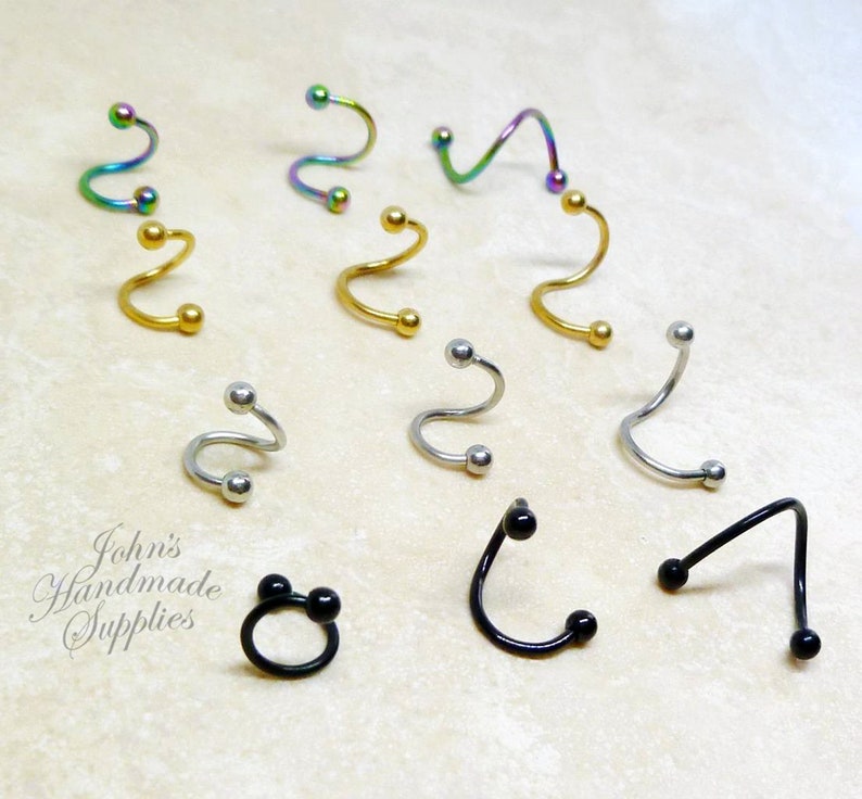 16G Surgical Steel Silver Black Gold Rainbow Labret Lip Rings - Etsy