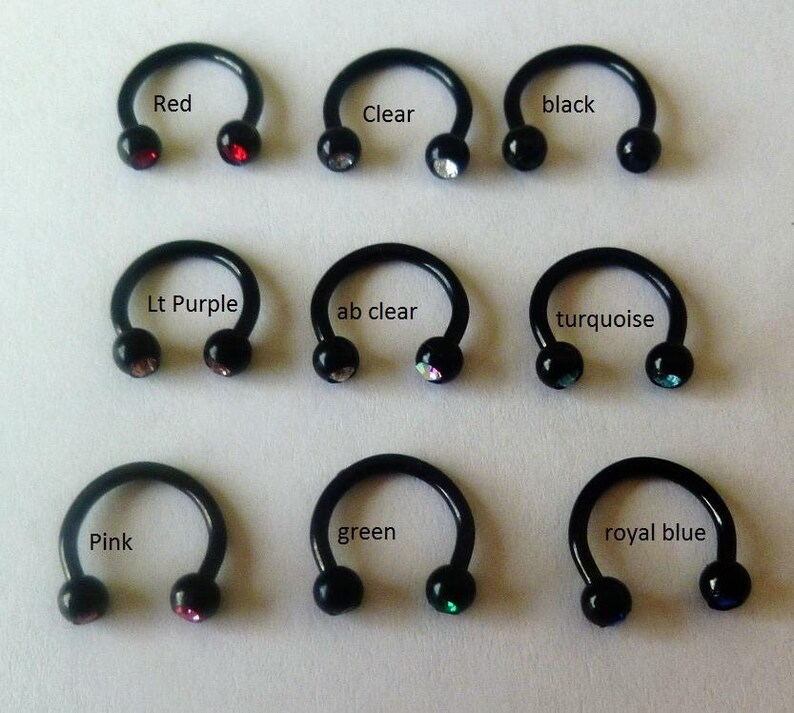 16G Black Crystal Curved Barbell Horseshoe Tragus Hoop - Etsy