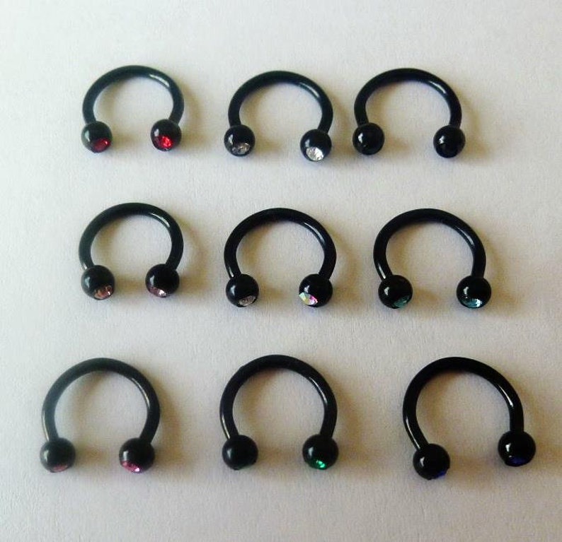 16G Black Crystal Curved Barbell Horseshoe Tragus Hoop - Etsy