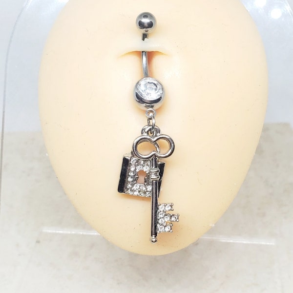 Key Belly Ring - Etsy