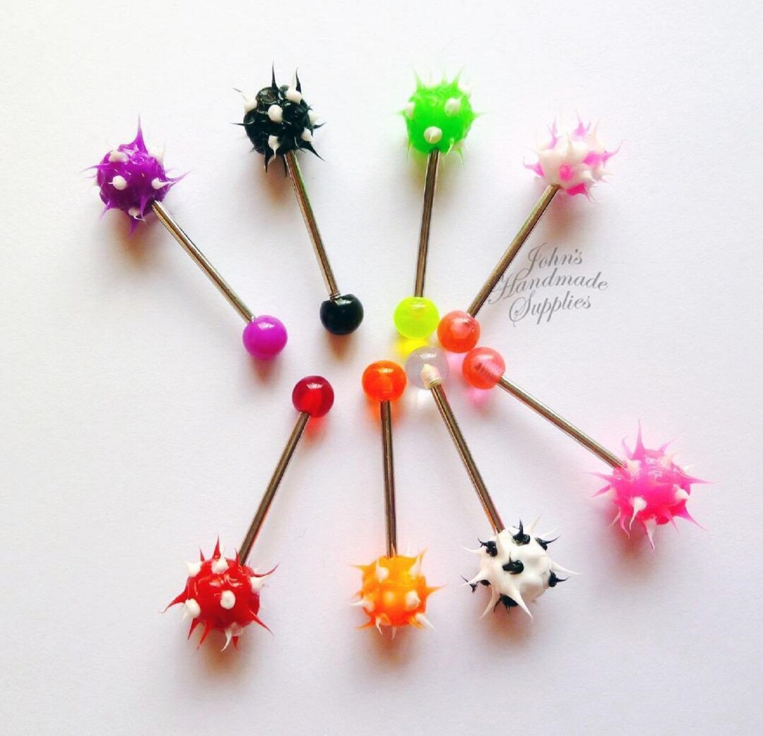Tickler Tongue Rings Bar Straight Barbell Piercing Jewelry - in Choice ...