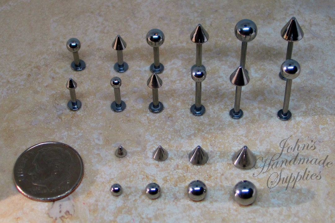 14G 316L Surgical Steel 6mm - 16mm Silver Labret, 14g Lip Stud, 14g ...