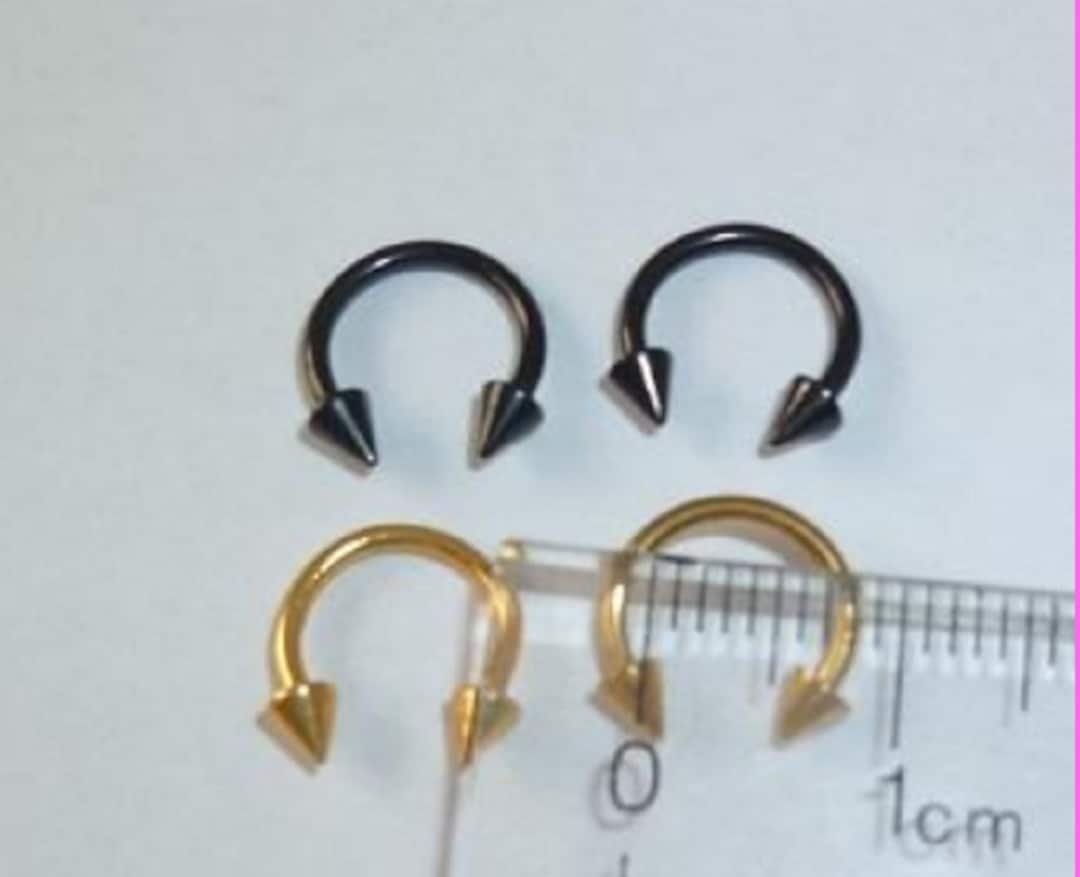16g Black and Gold Spike Horseshoe, Lip Ring Piercing, Daith Cartilage ...