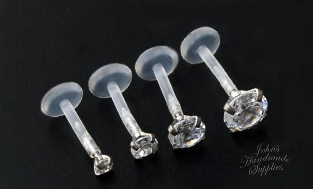 Flexible Bioplast Push Pin Labret Studs In Multiple Colours