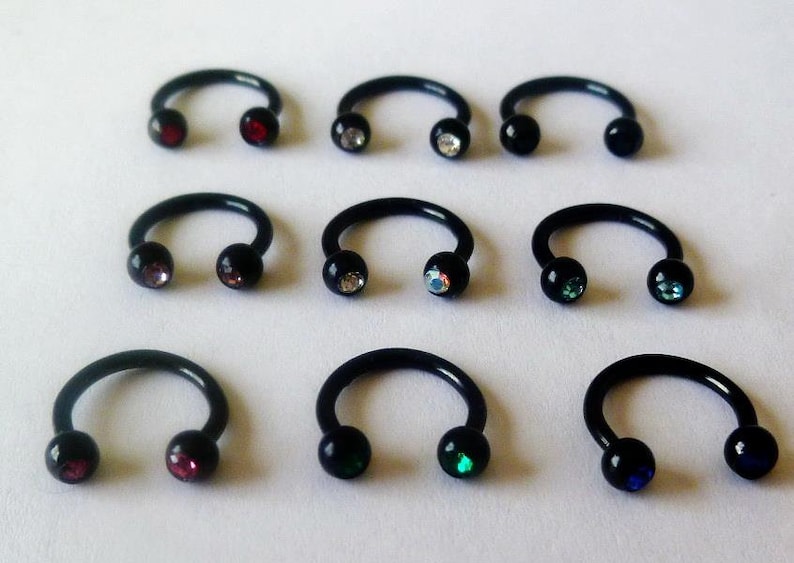16G Black Crystal Curved Barbell Horseshoe Tragus Hoop - Etsy