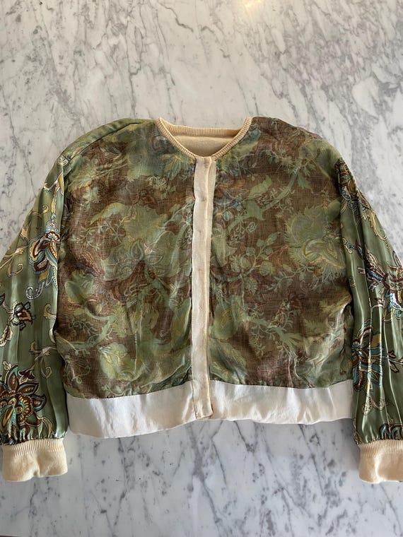 1950s Helen Bond Carruthers cream appliqué cardigan s… - Gem