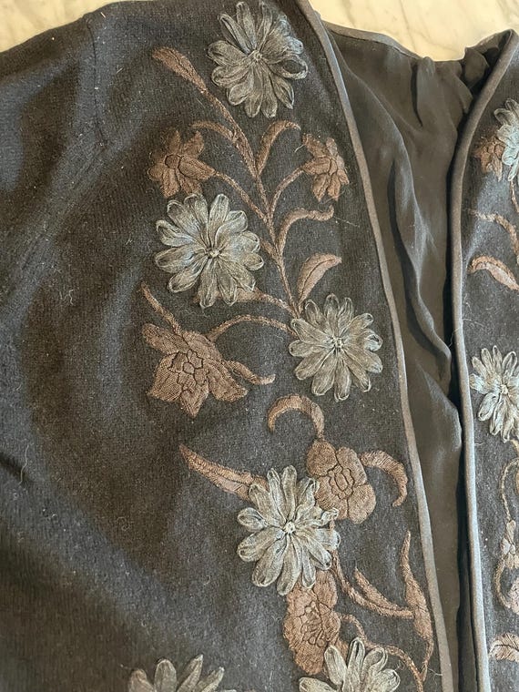 1950s Helen Bond Carruthers rare black appliqué cardi… - Gem