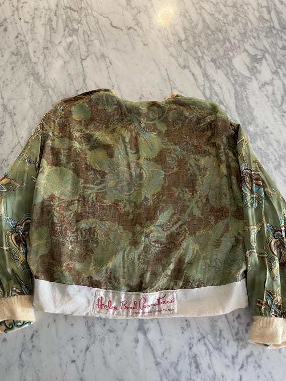 1950s Helen Bond Carruthers cream appliqué cardigan s… - Gem