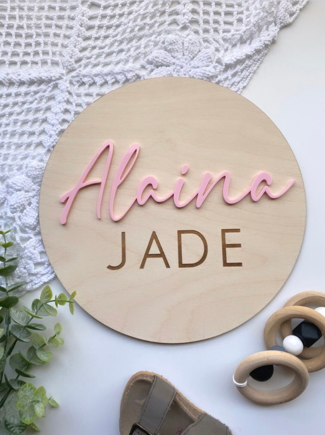 Birth Announcement Sign, Baby Name Sign, Acrylic Baby Name Sign, Round ...