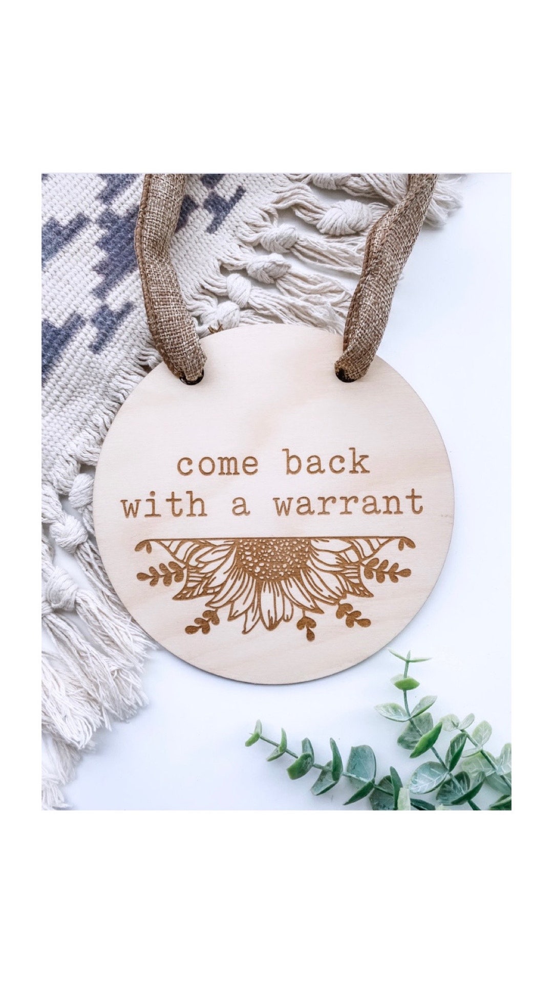 Come Back With a Warrant Front Door Sign, Come Back With Sign, Funny ...