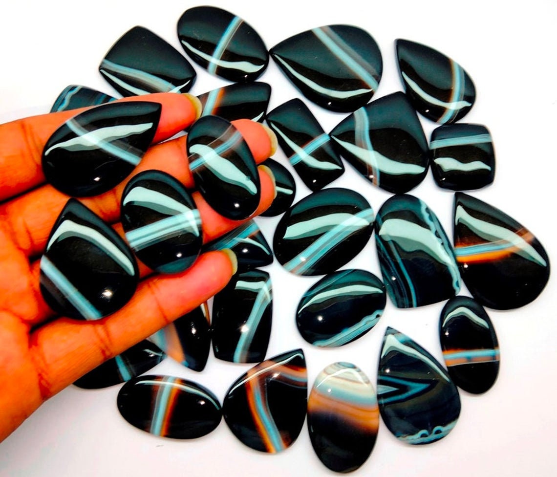 Black Banded Onyx Banded Black Onyx Stone Onyx Banded Etsy